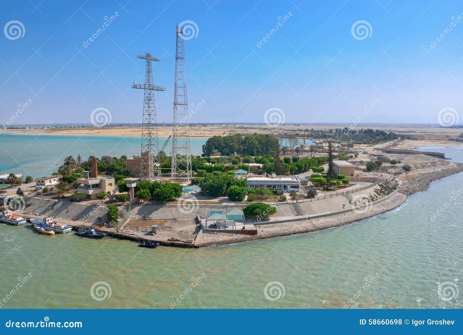 Suez canal, Egypt stock photo. Image of coastline, transport - 58660698