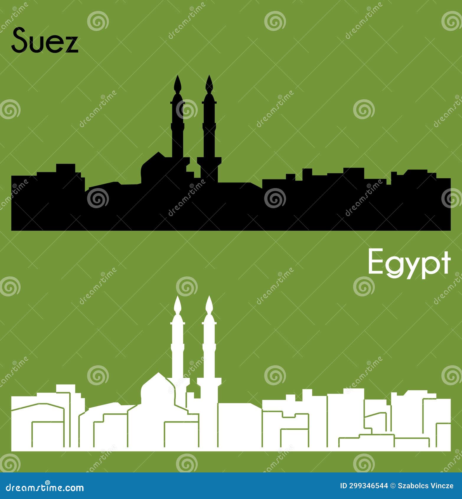 Suez In The Egypt Emblem. The Design Features A Geometric Style, Vector ...