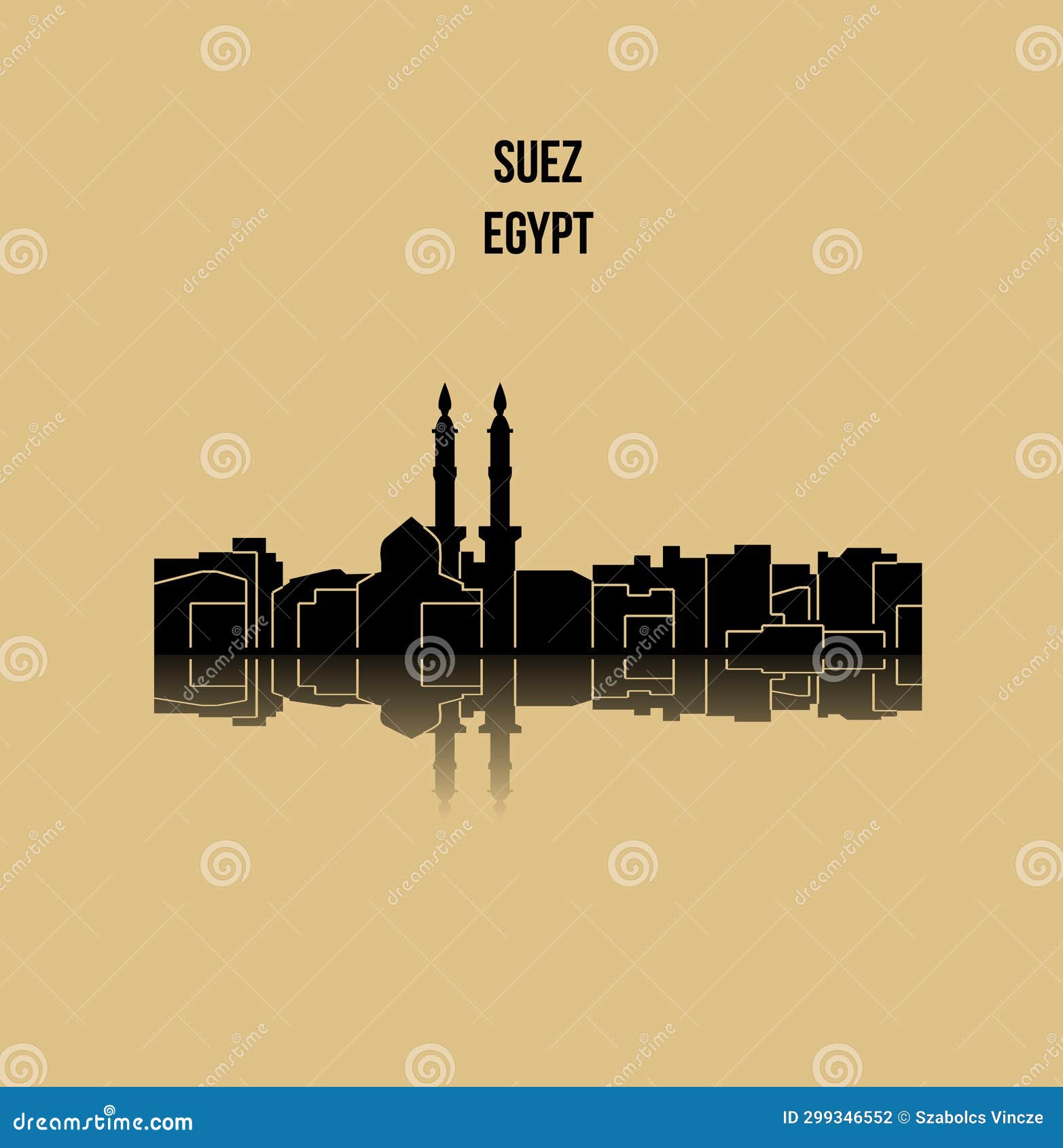 Suez In The Egypt Emblem. The Design Features A Geometric Style, Vector ...