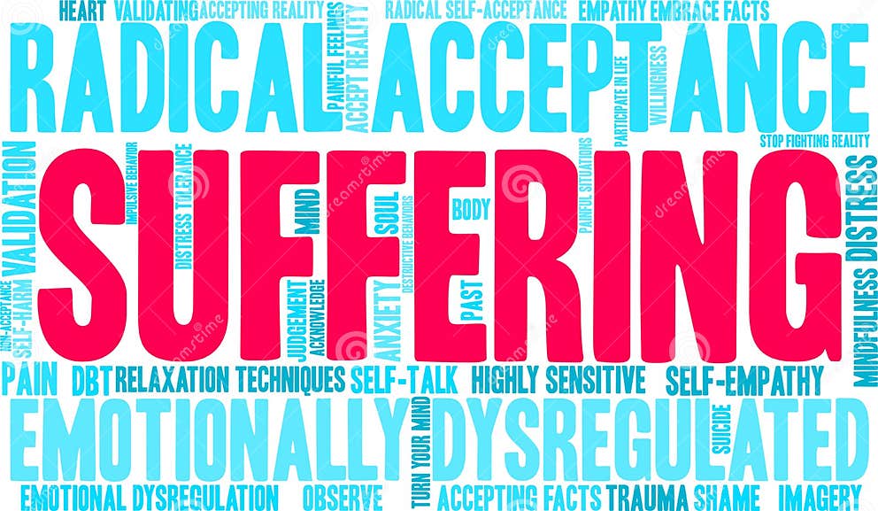 Suffering Word Cloud stock vector. Illustration of accepting - 217989802