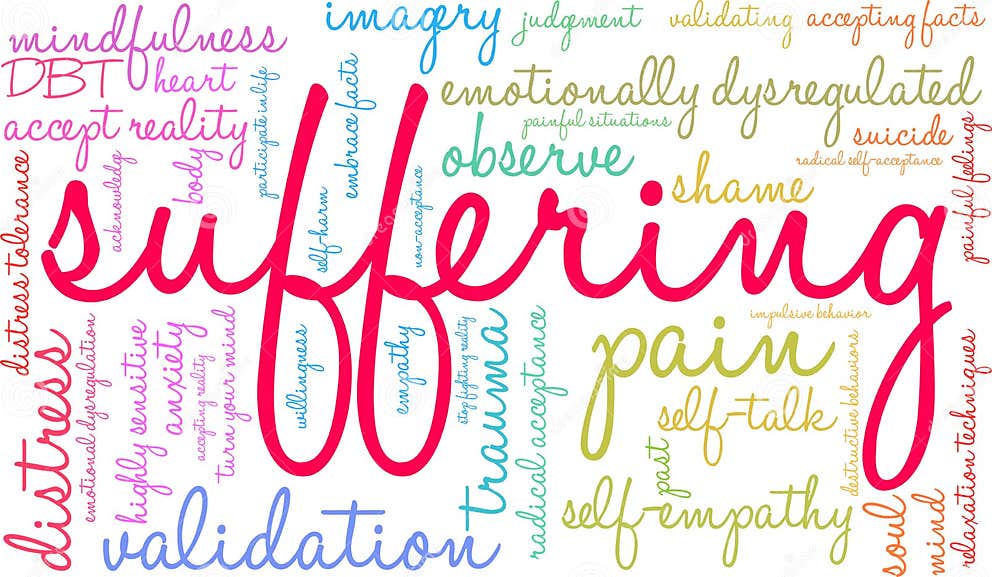 Suffering Word Cloud stock vector. Illustration of observe - 217989783