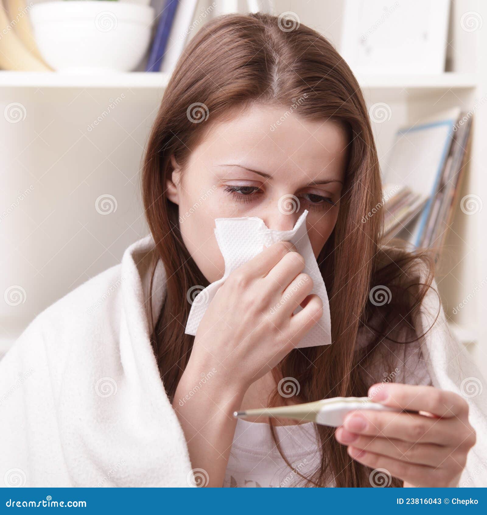 She suffers a cold stock image. Image of expression, looking - 23816043
