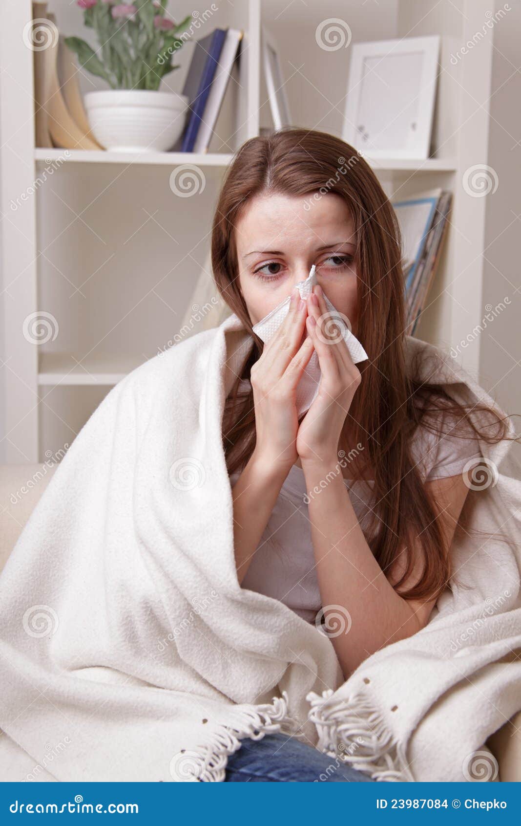 She suffers a cold stock photo. Image of females, caucasian - 23987084