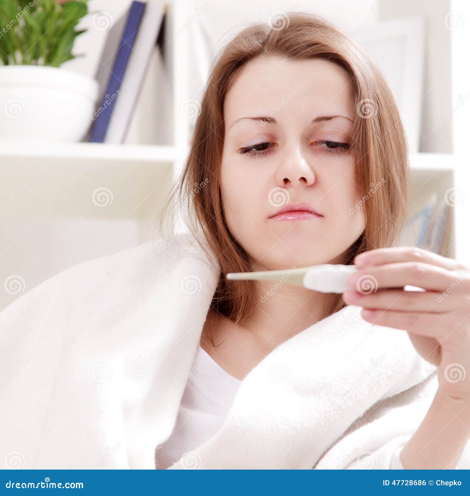 She suffers a cold stock photo. Image of indoors, close - 47728686