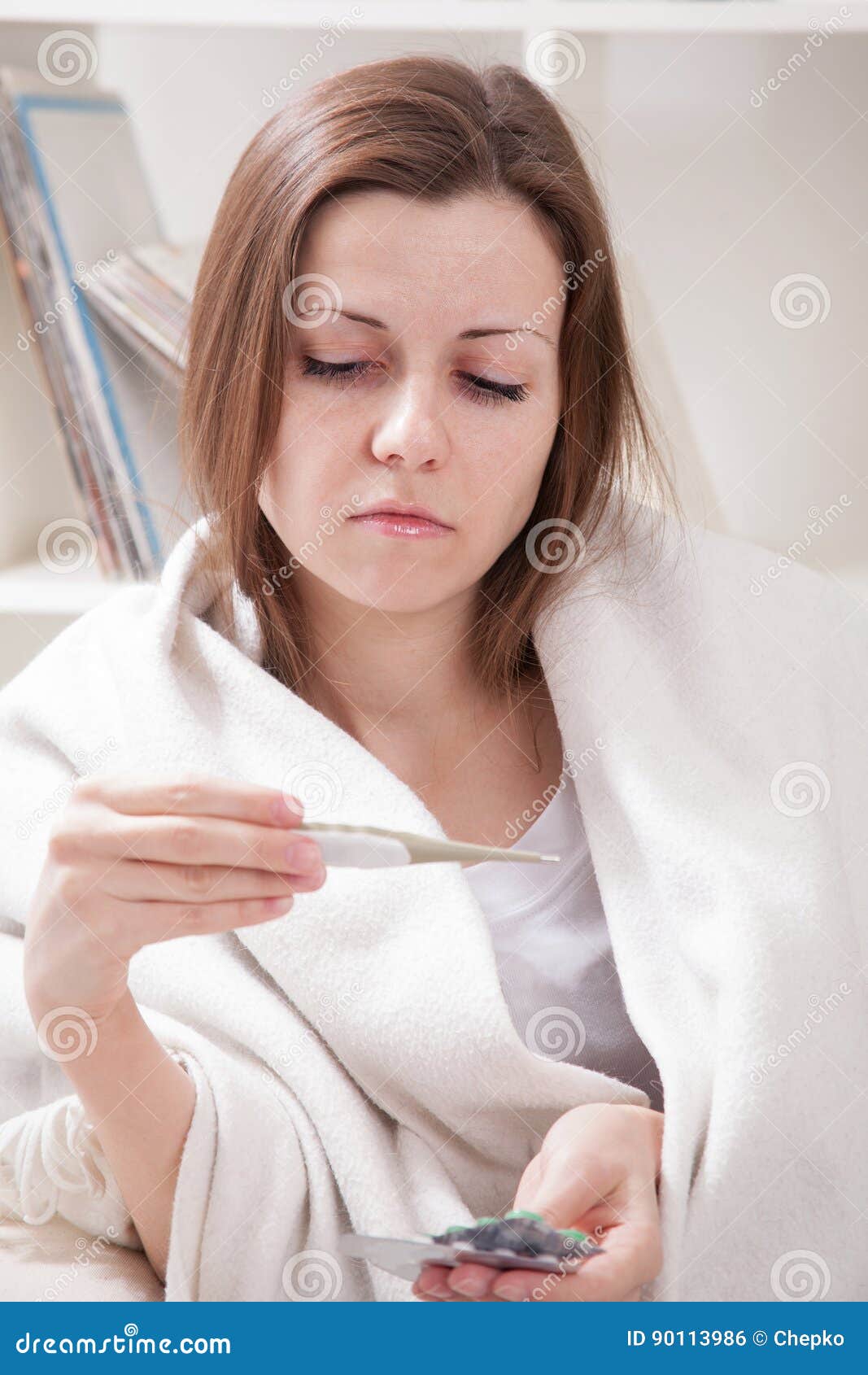 She suffers a cold stock photo. Image of females, indoors - 90113986