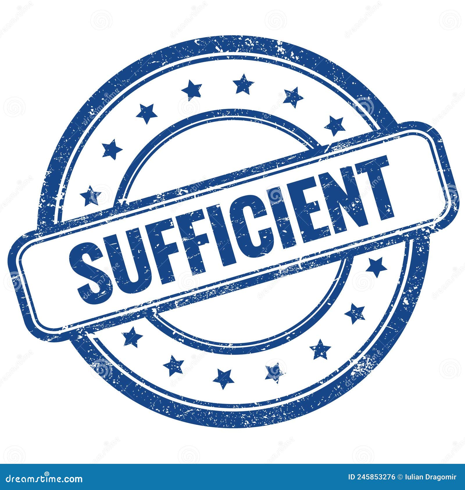 SUFFICIENT Text on Blue Grungy Round Rubber Stamp Stock Illustration ...