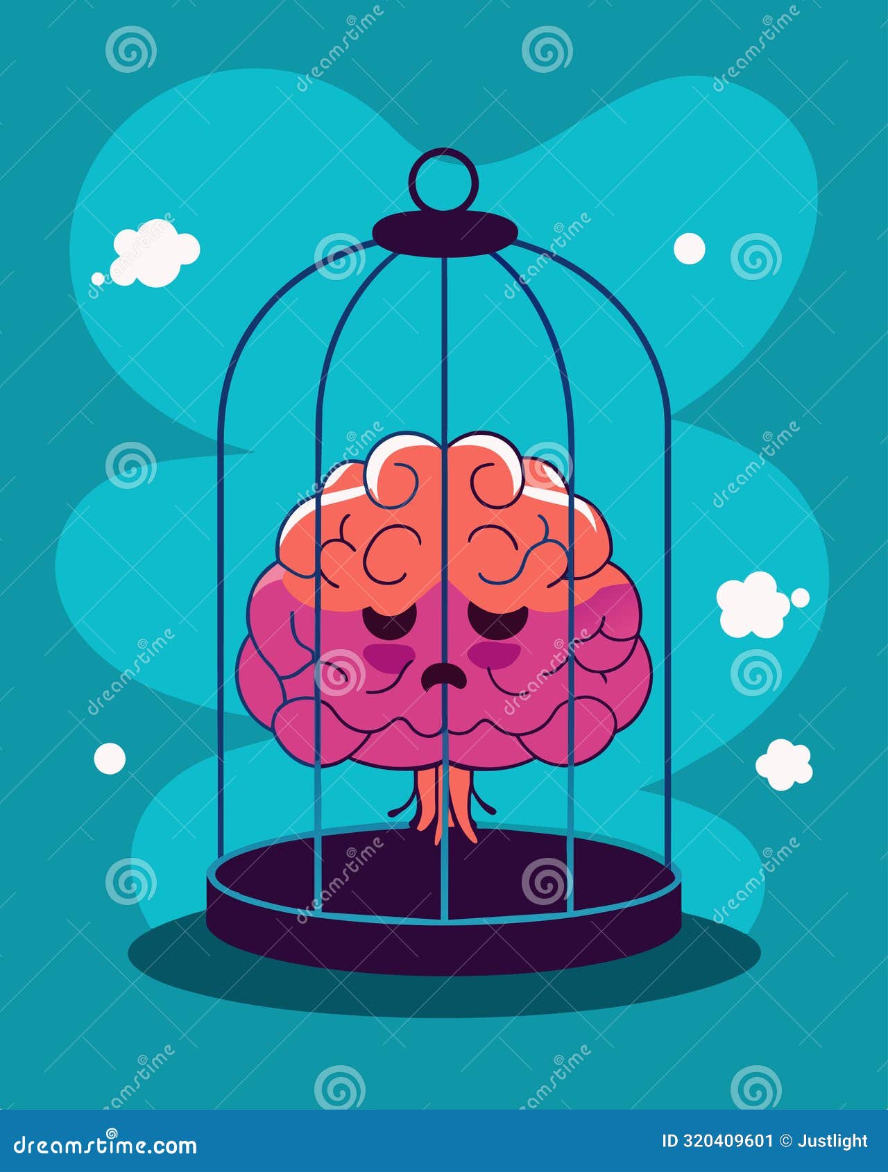 The Suffocating Grip of Anxiety Keeping the Brain Locked in a Cell of Unease.. Vector ...