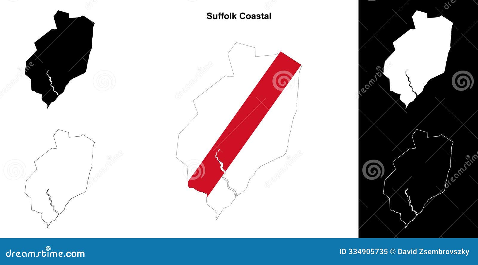 Suffolk Coastal Outline Map Cartoon Vector | CartoonDealer.com #334905735