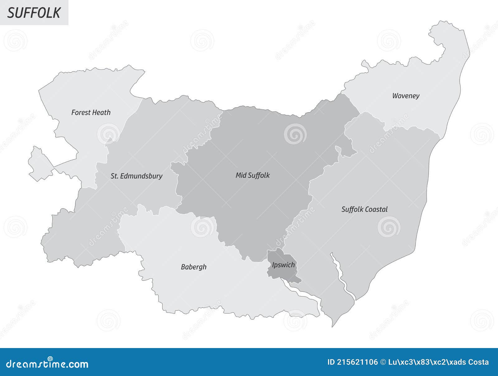 Suffolk County Administrative Map Vector Illustratie - Illustration of ...