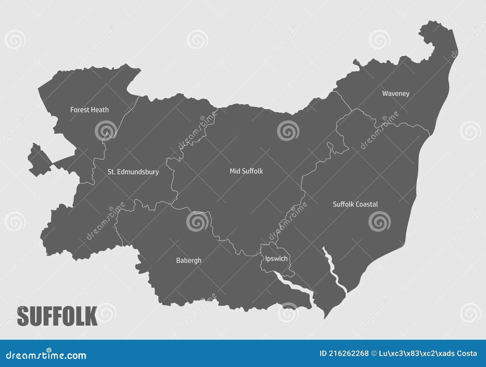 Suffolk County Administrative Map Vector Illustratie - Illustration of ...