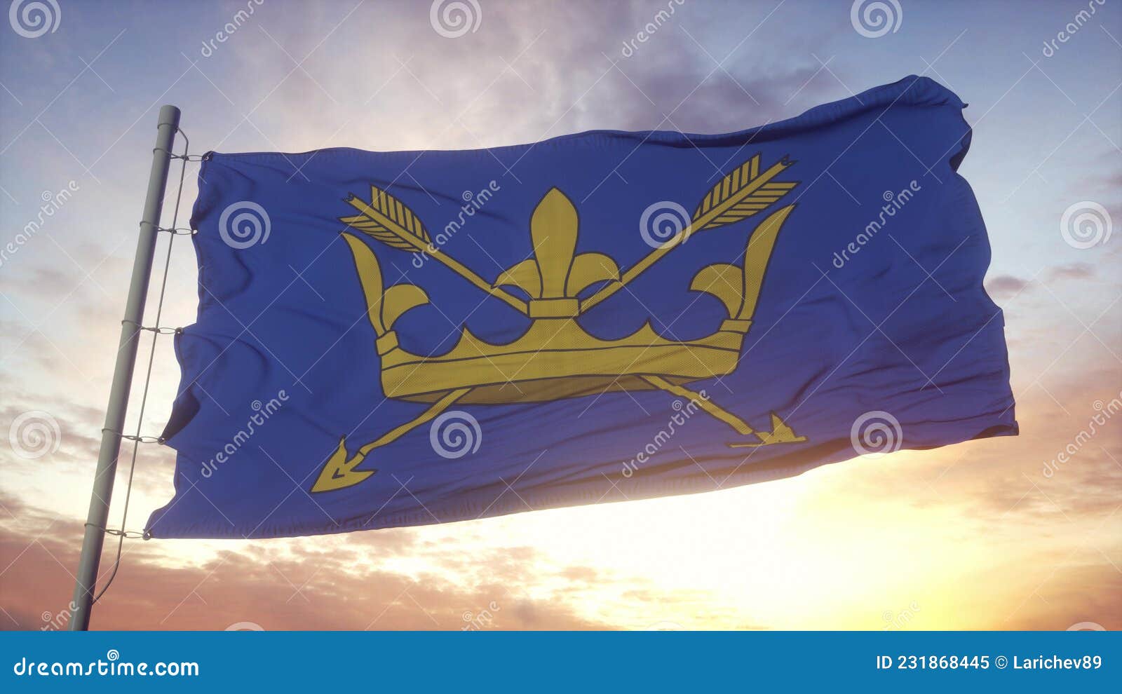 Suffolk Flag, England, Waving In The Wind, Sky And Sun Background. 3d ...