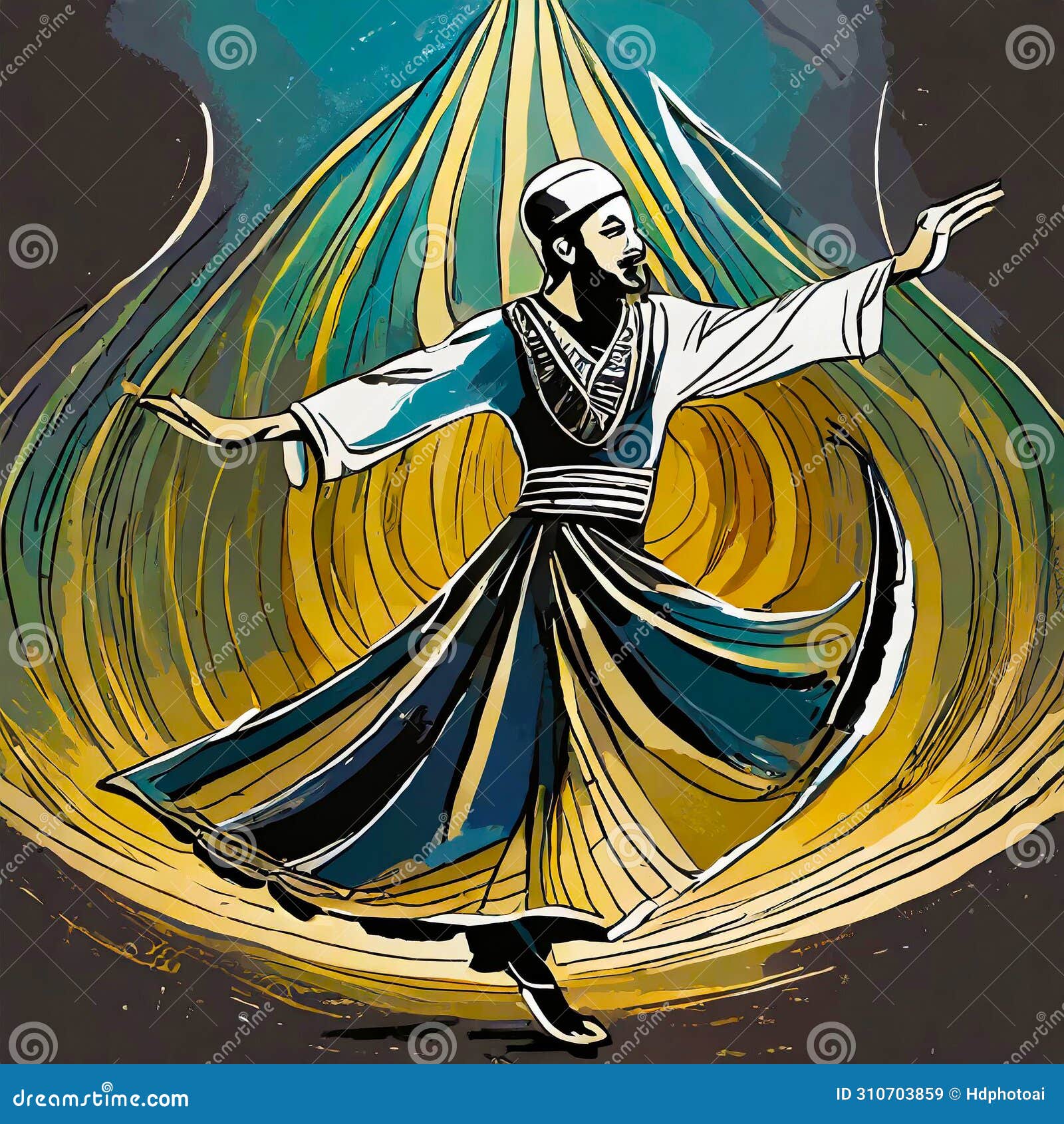 Sufi Whirling Dervish Dessin De La Ligne De Danse Illustration Stock ...