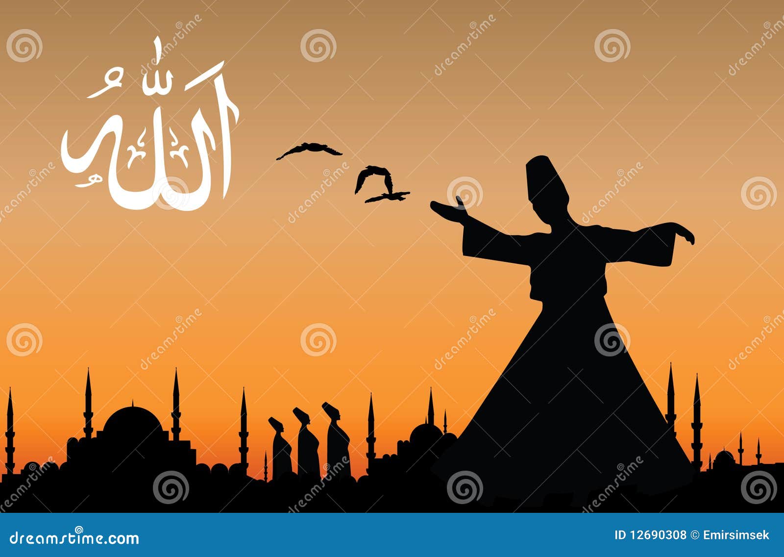 Sufism stock vector. Illustration of costume, dress, muslim - 12690308