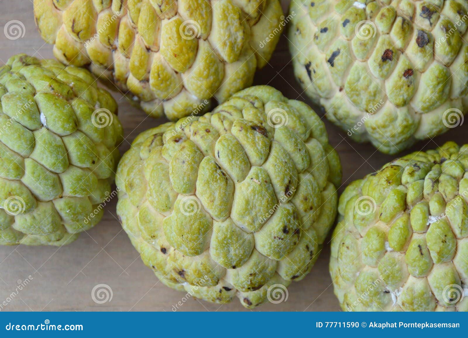 Sugar Apple Tropical Fruit on Wooden Board Stock Photo - Image of ...