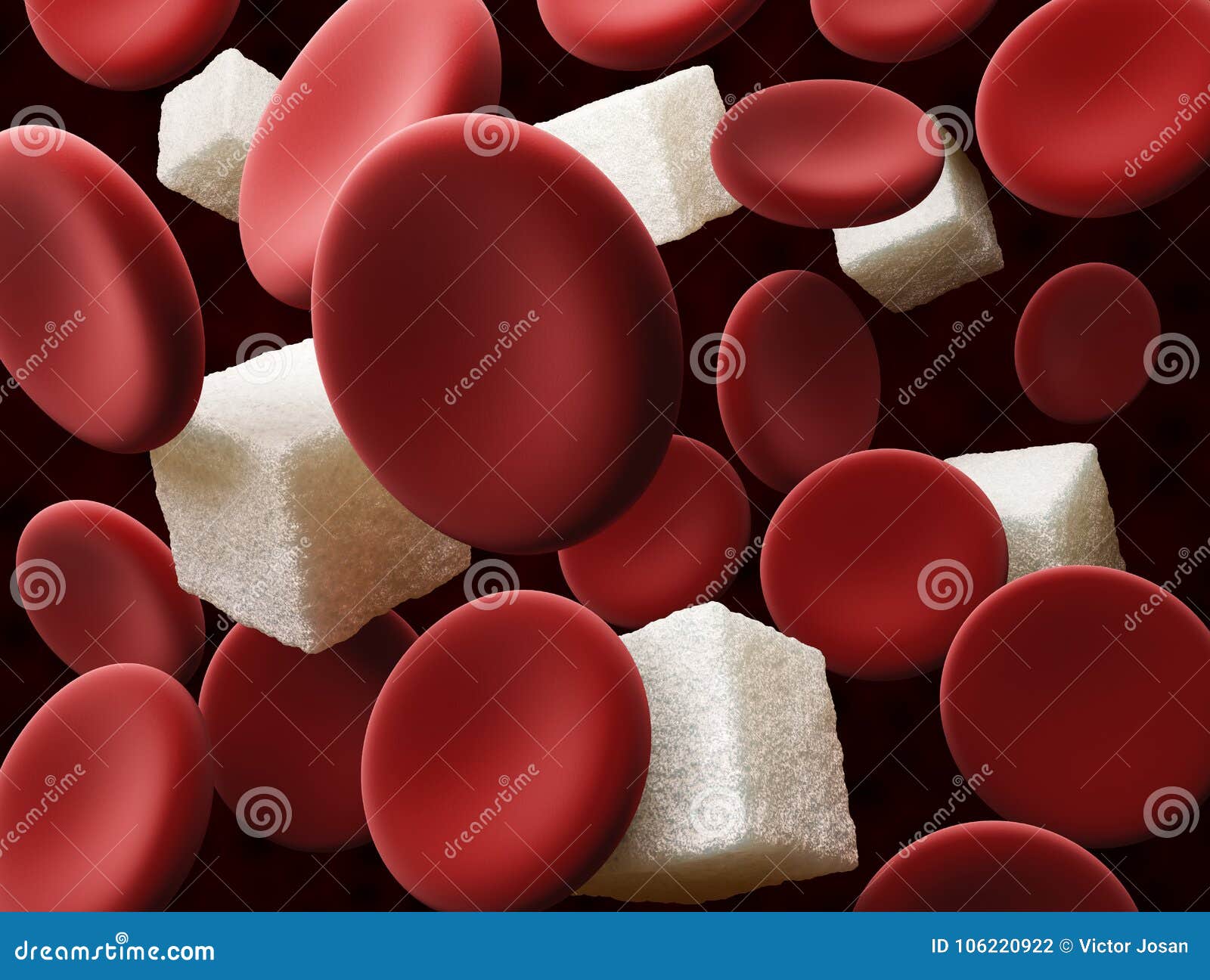 Sugar in the Blood. Blood Cell with Cube of Sugar, 3d Illustration ...