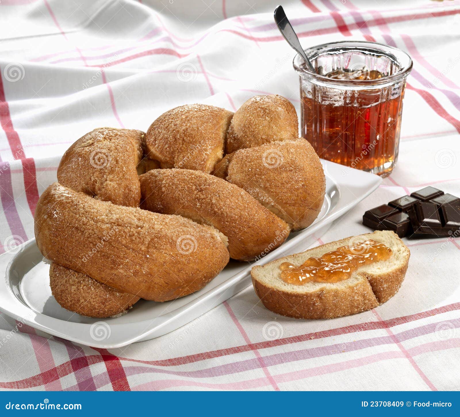 Sugar Brioche with Jelly and Chocolate Stock Image - Image of snack ...