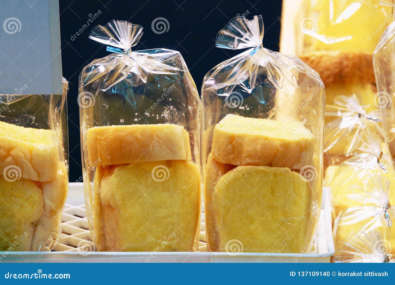 Sugar Butter Bread in Plastic Bag Stock Photo - Image of cake, menu ...