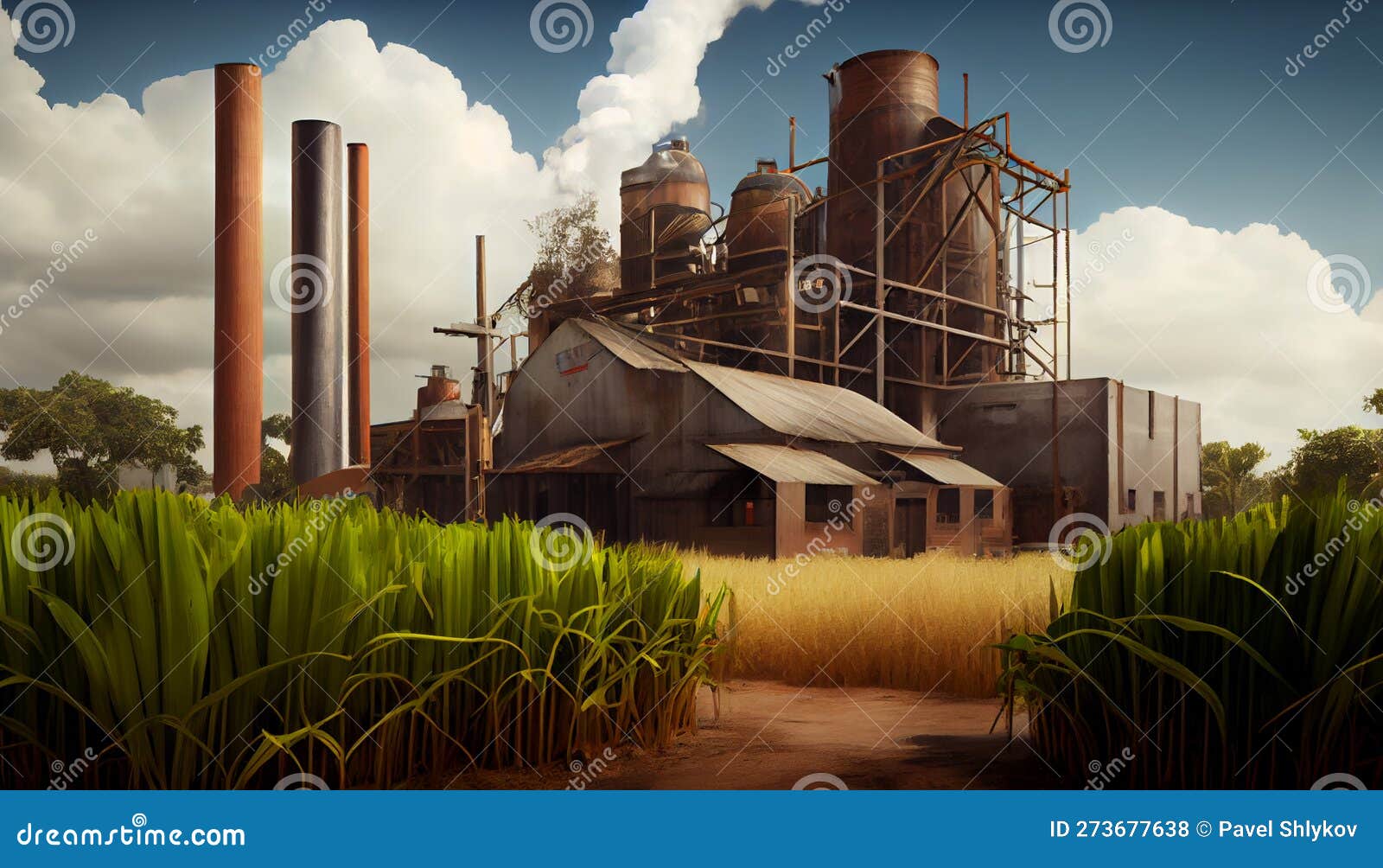Sugar cane factory stock illustration. Illustration of mill - 273677638