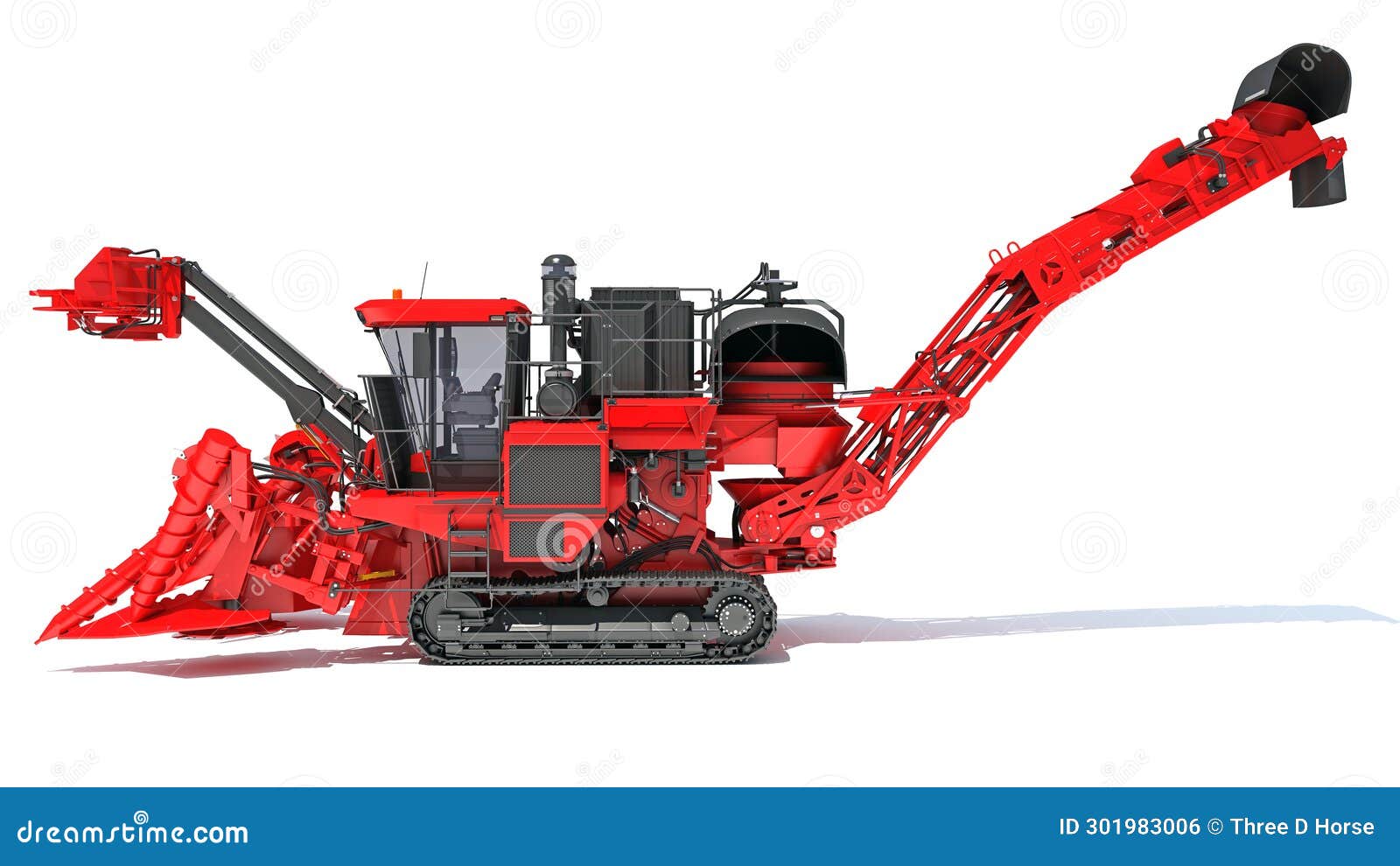 Sugar Cane Harvester 3D Rendering on White Background Stock ...