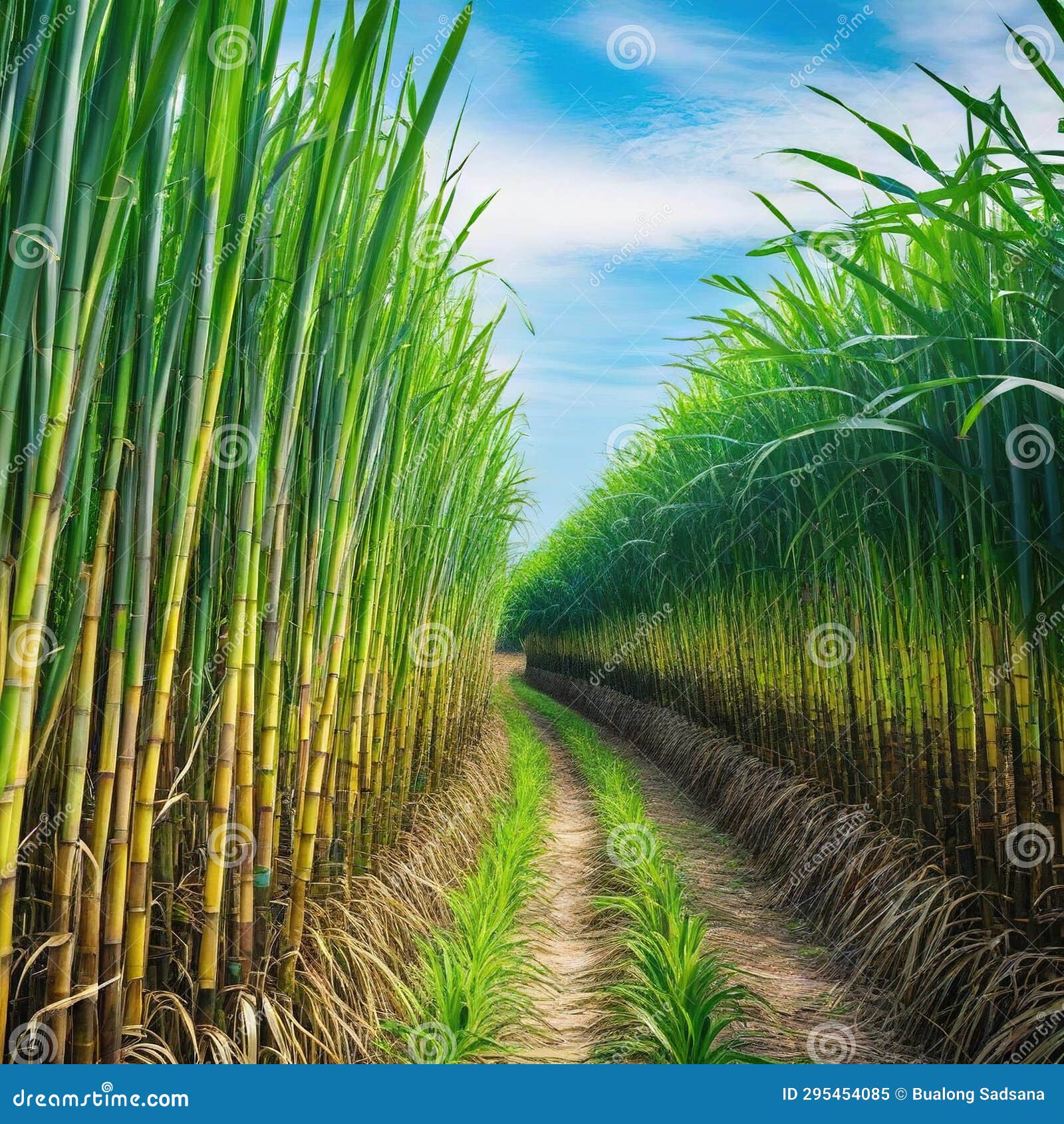 Sugar Cane in Plantation with Stock Illustration - Illustration of farm ...