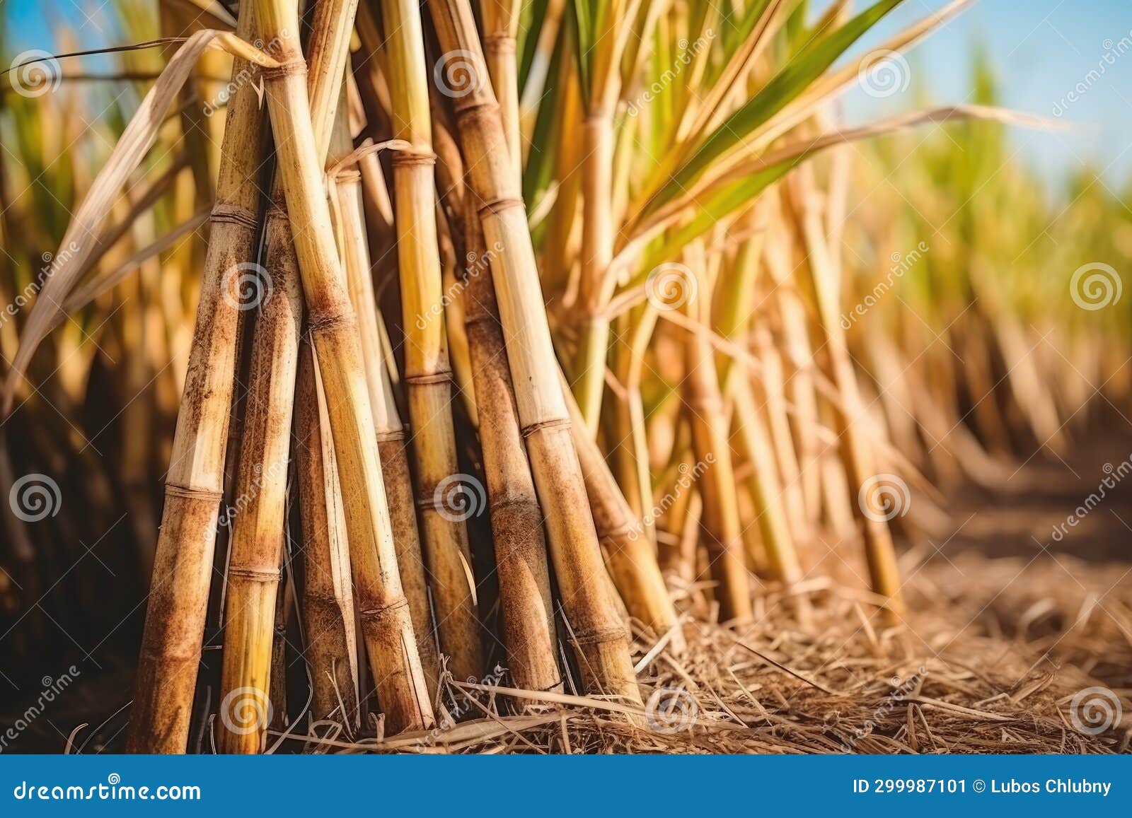 Sugar Cane Stalks on Plantation Stock Illustration - Illustration of ...