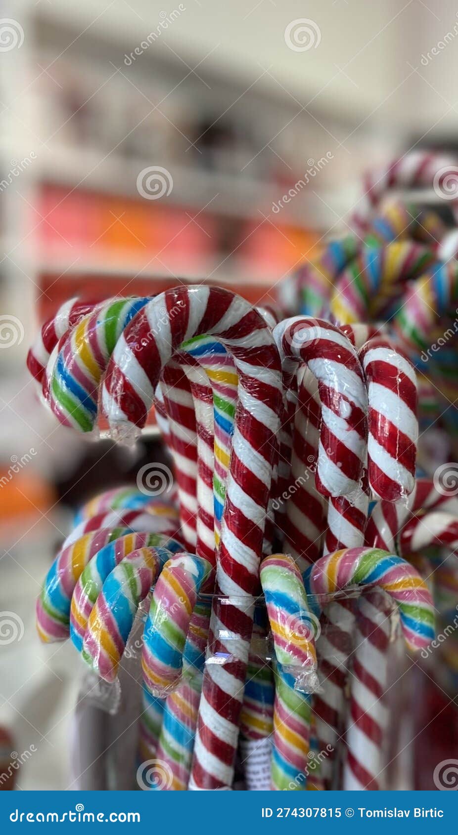 Sugar canes in candy store stock image. Image of stick - 274307815