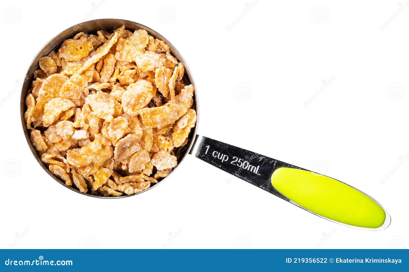Sugar-coated Cornflakes in Measuring Cup Cutout Stock Photo - Image of ...
