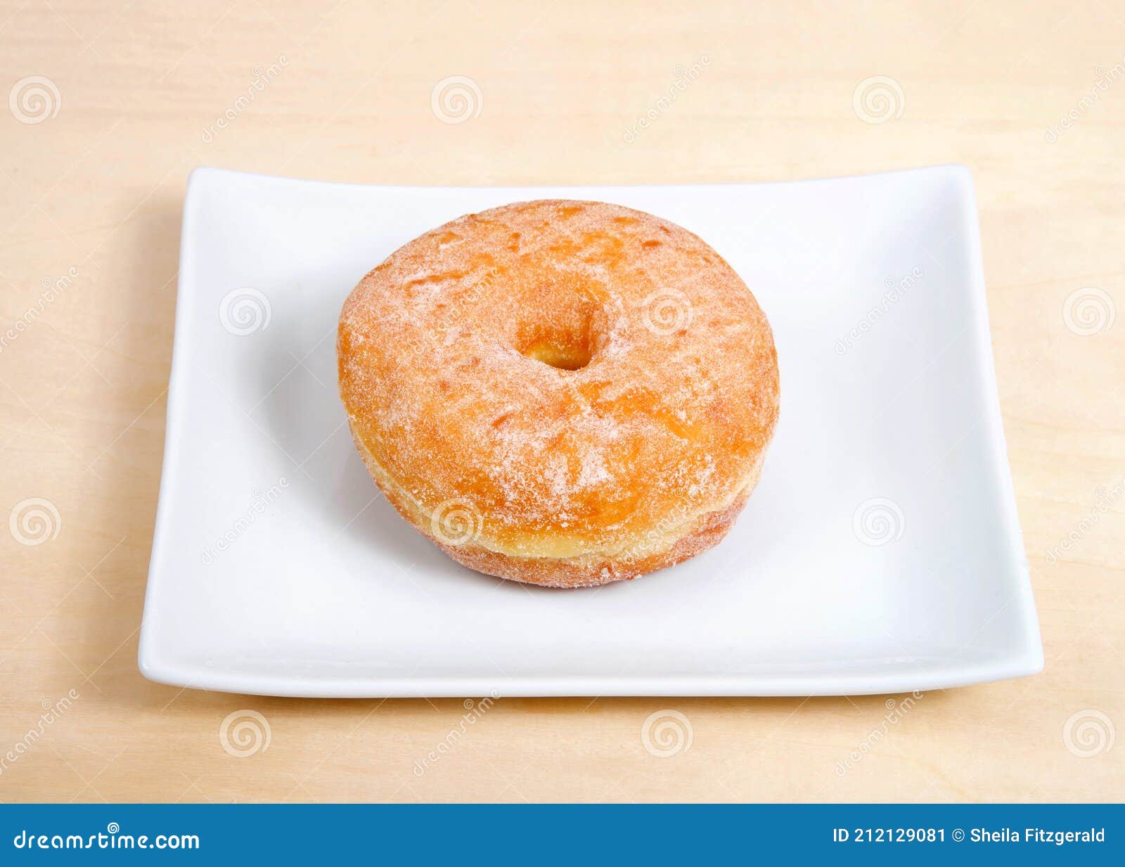 Sugar Coated Donut on a Rectangular Plate Stock Image - Image of pastry ...