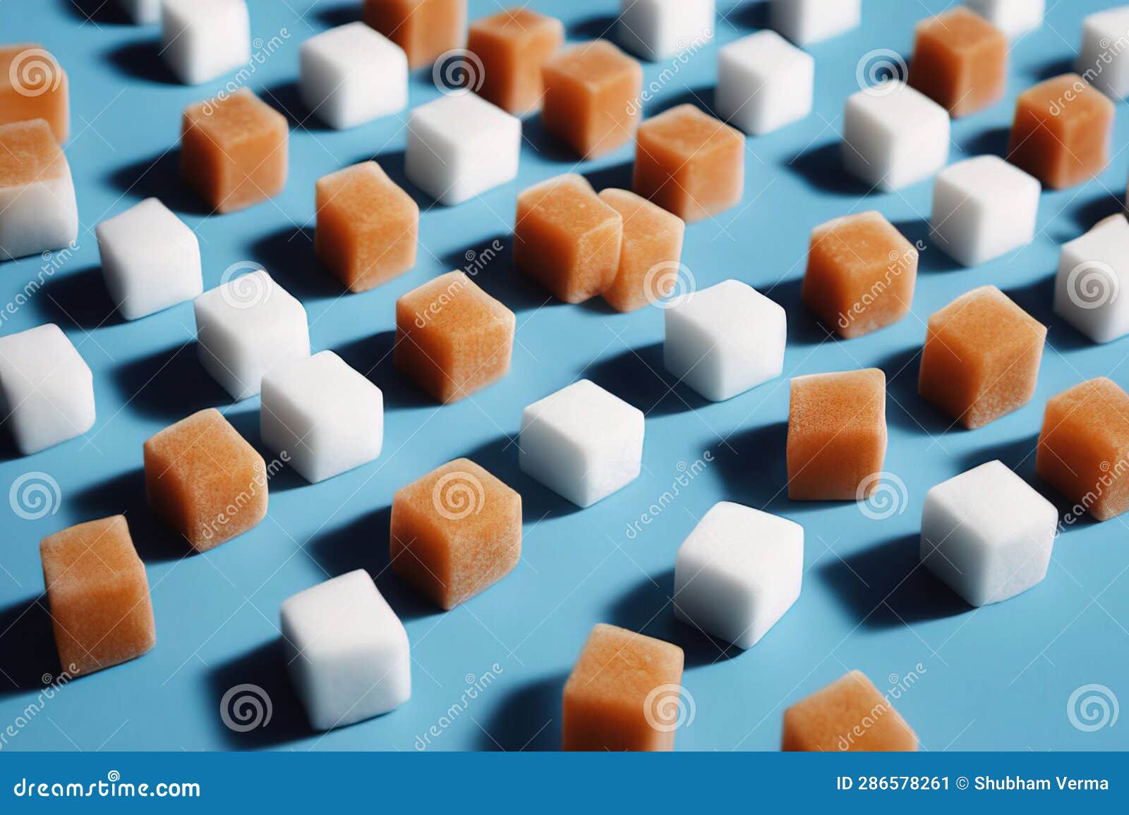 Sugar Cube on Blue Background. Stock Image - Image of tasty, white ...