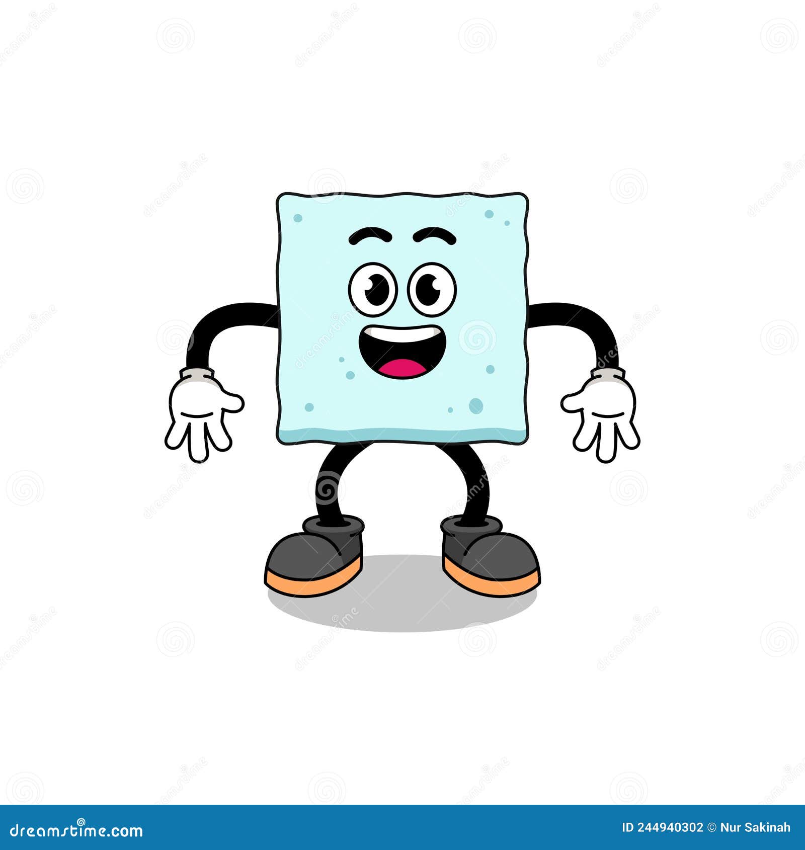Sugar Cube Cartoon with Surprised Gesture Stock Vector - Illustration ...