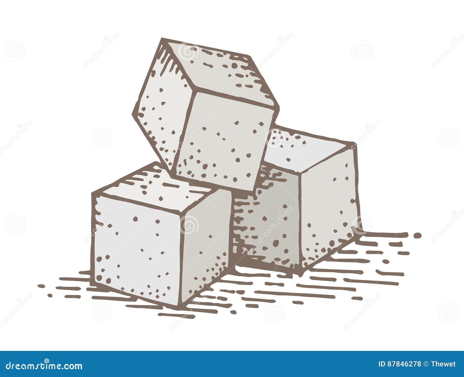 Sugar cube hand drawing stock illustration. Illustration of sketch ...