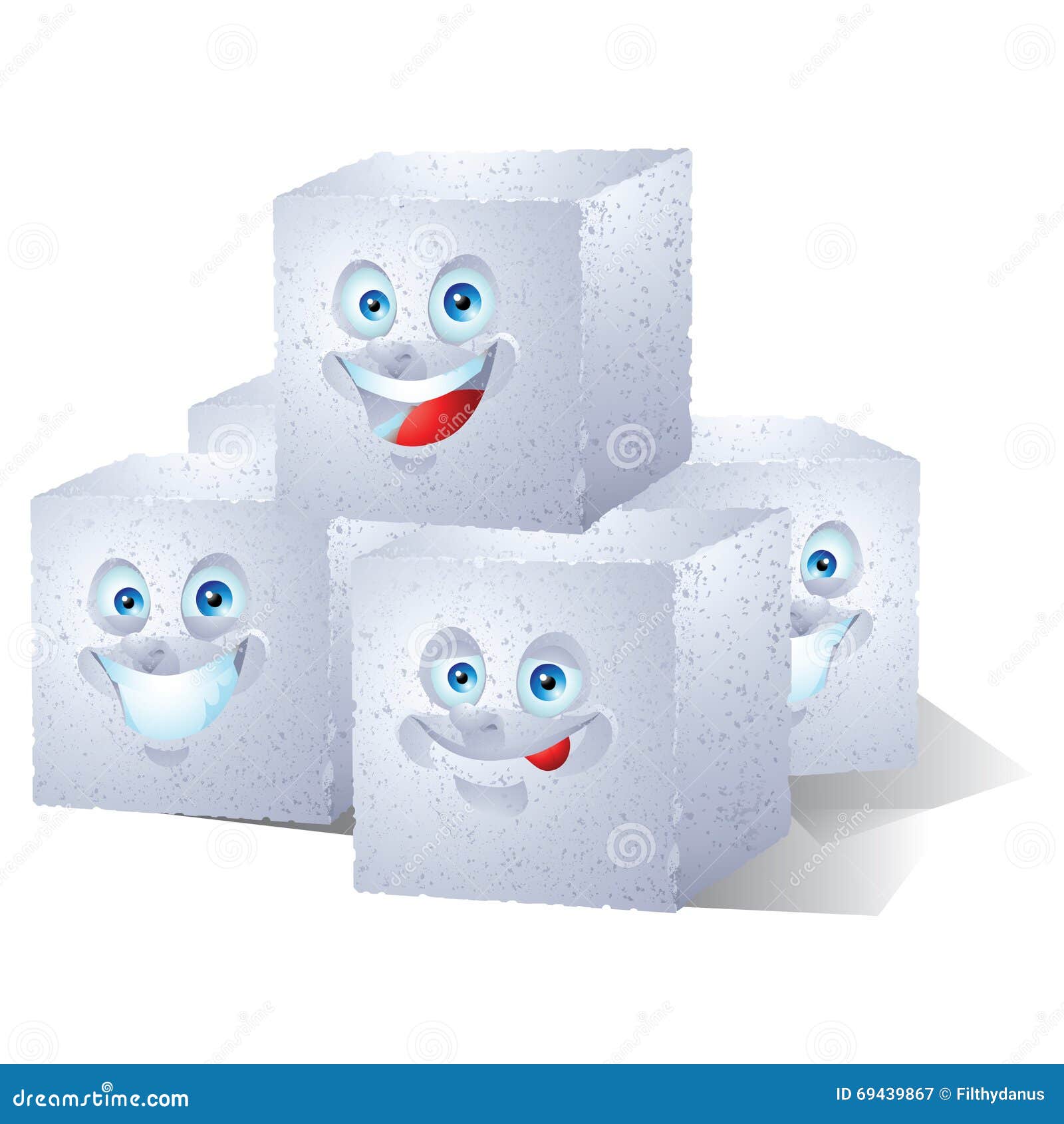 Sugar Cube Character. Funny Cartoon Sugars, Cute Smile Cubes Mascot ...