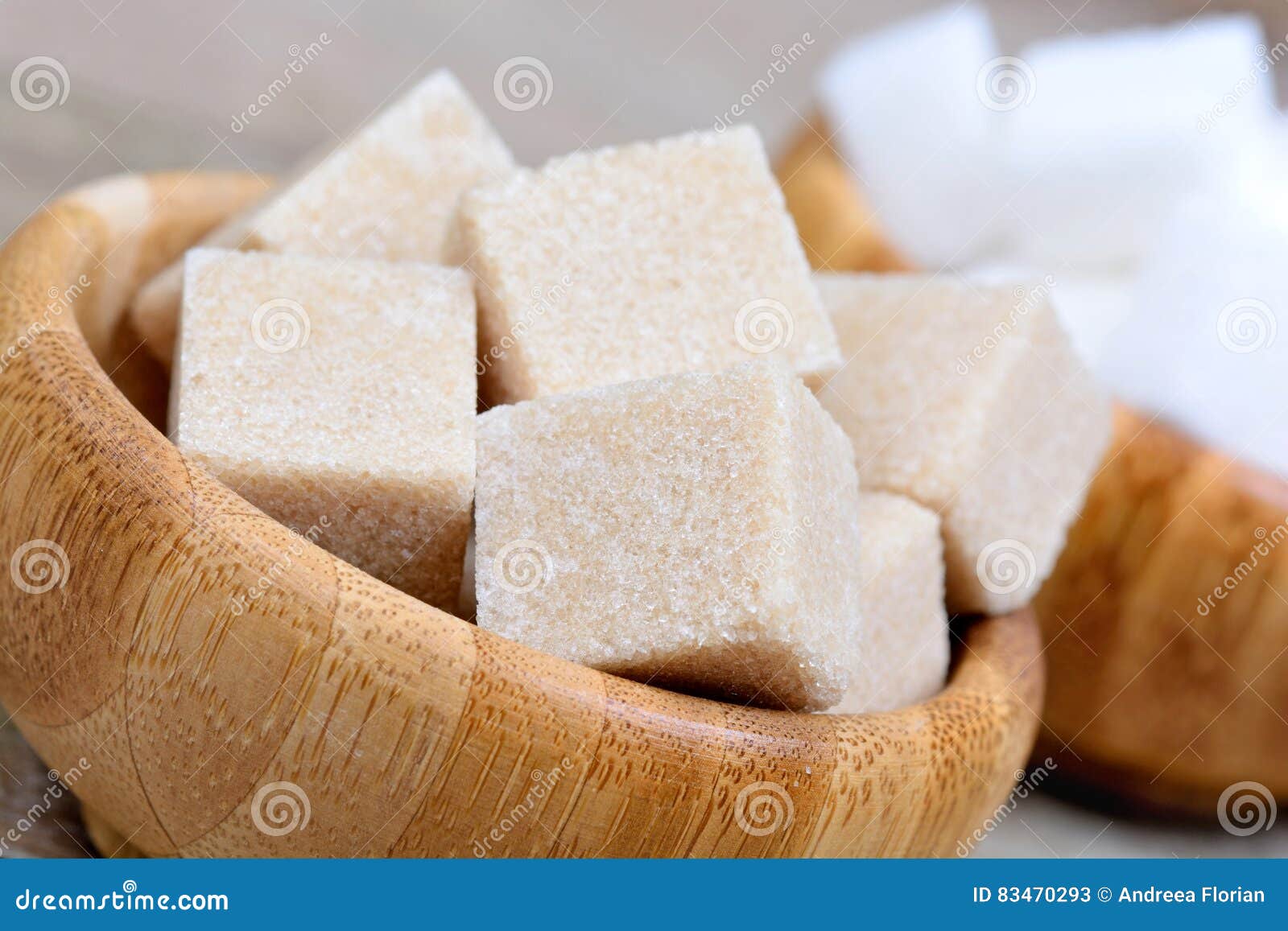 Sugar Cubes in a Bamboo Bowls Stock Image - Image of glucose, heap ...