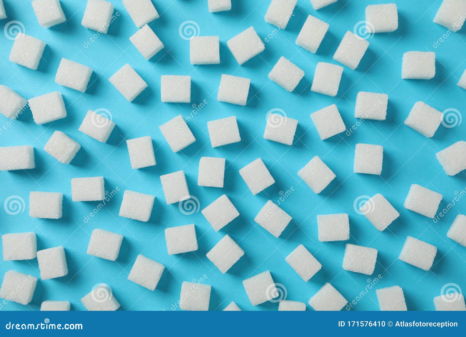 Sugar Cubes on Blue Background Stock Photo - Image of flat, pure: 171576410