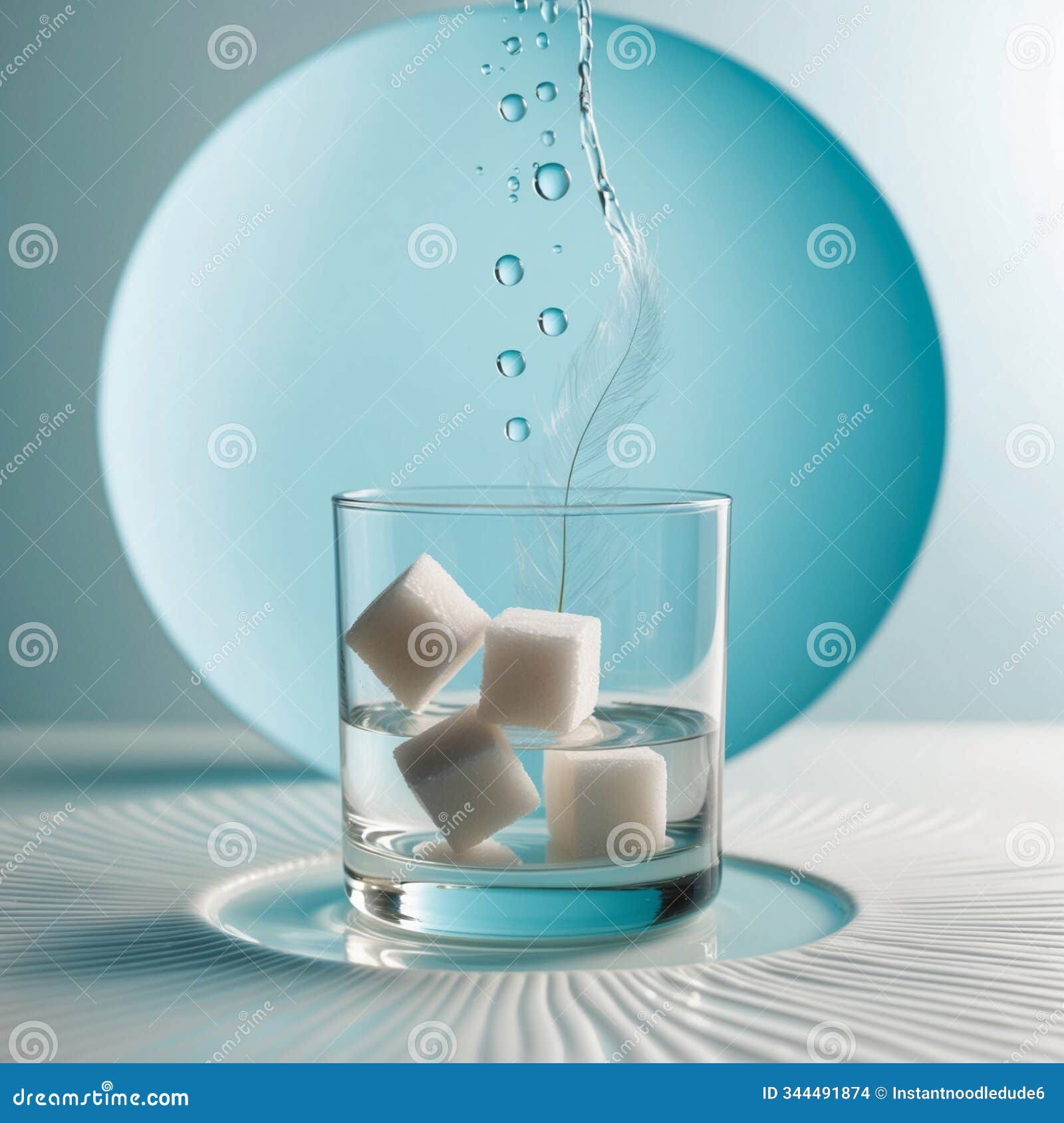 Dissolving Sugar Cubes with a Blue Circle for Diabetes Awareness Stock ...