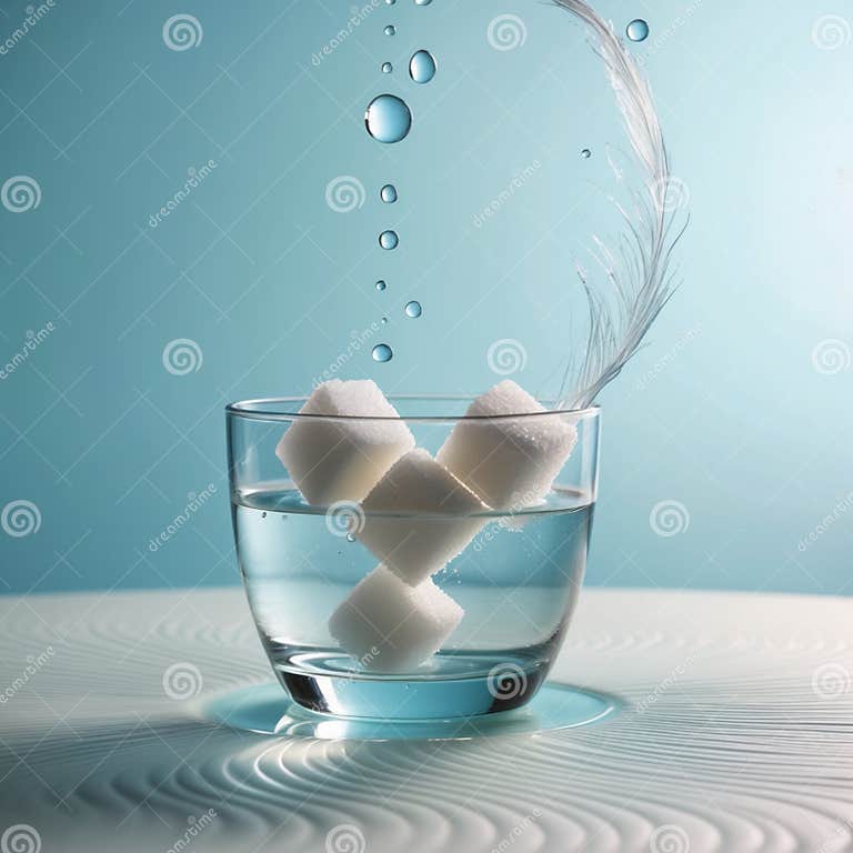 Dissolving Sugar Cubes with a Blue Circle for Diabetes Awareness Stock ...
