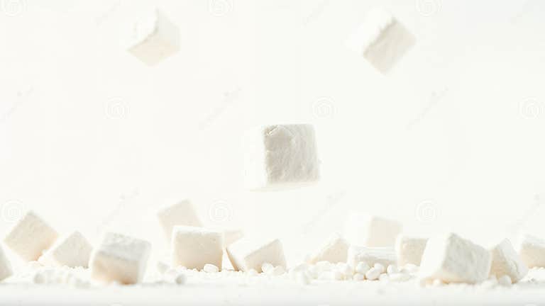 Sugar Cubes Floating Above a Plain White Background Stock Illustration ...