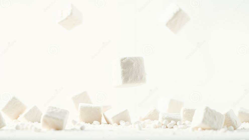 Sugar Cubes Floating Above a Plain White Background Stock Illustration ...
