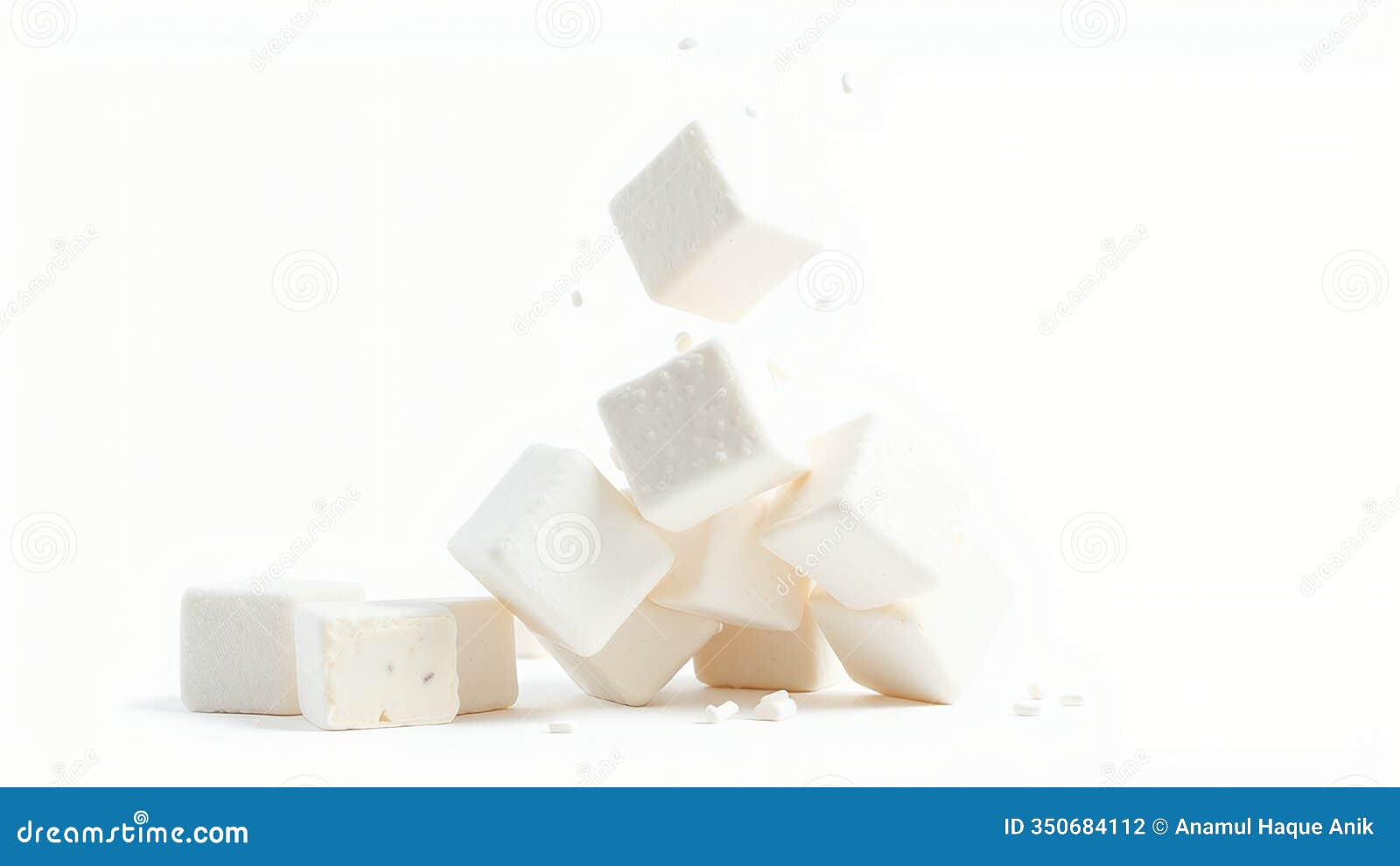 Sugar Cubes Floating Above a Plain White Background Stock Illustration ...
