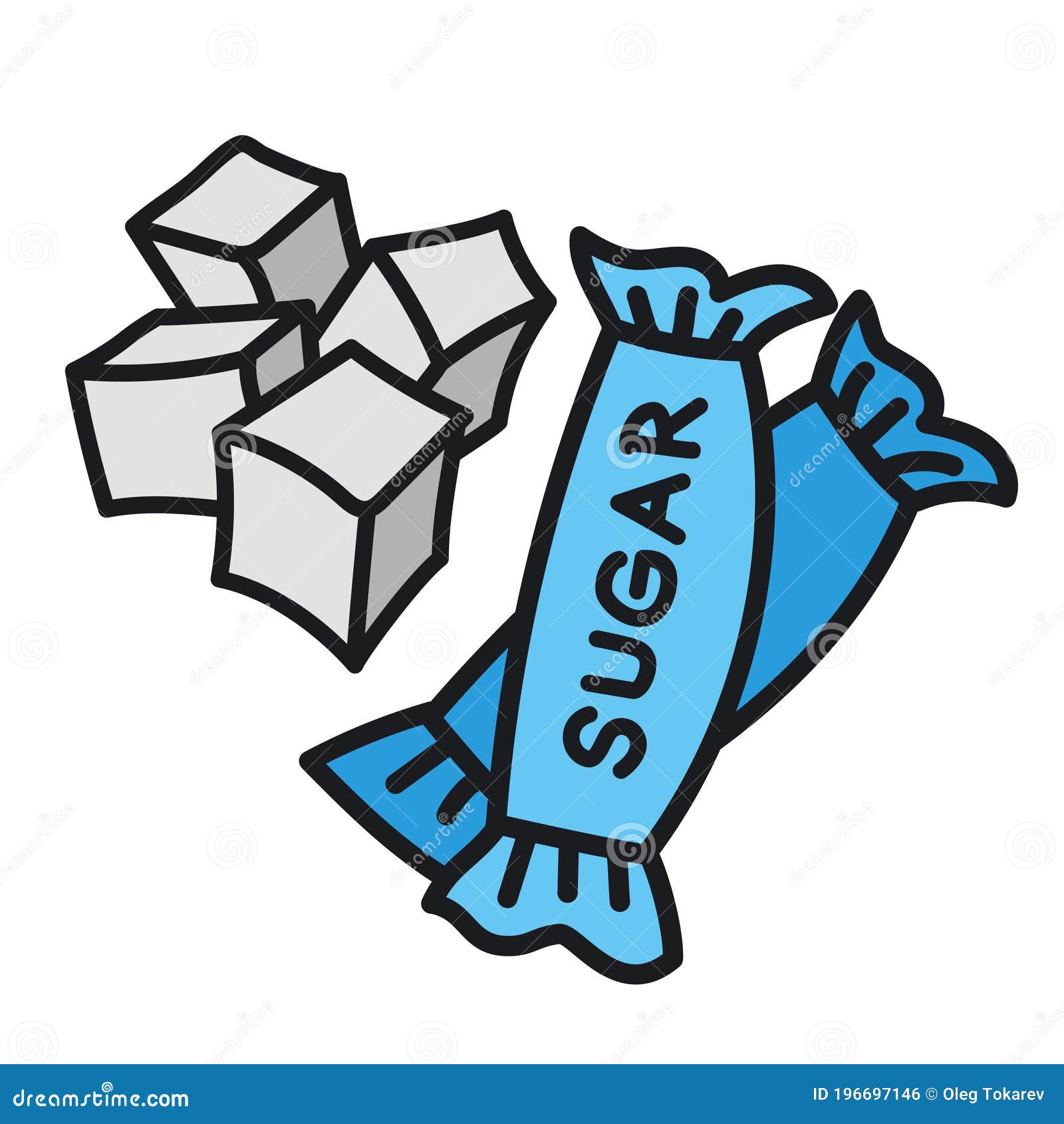 Sugar cubes stock vector. Illustration of objects, refined - 196697146