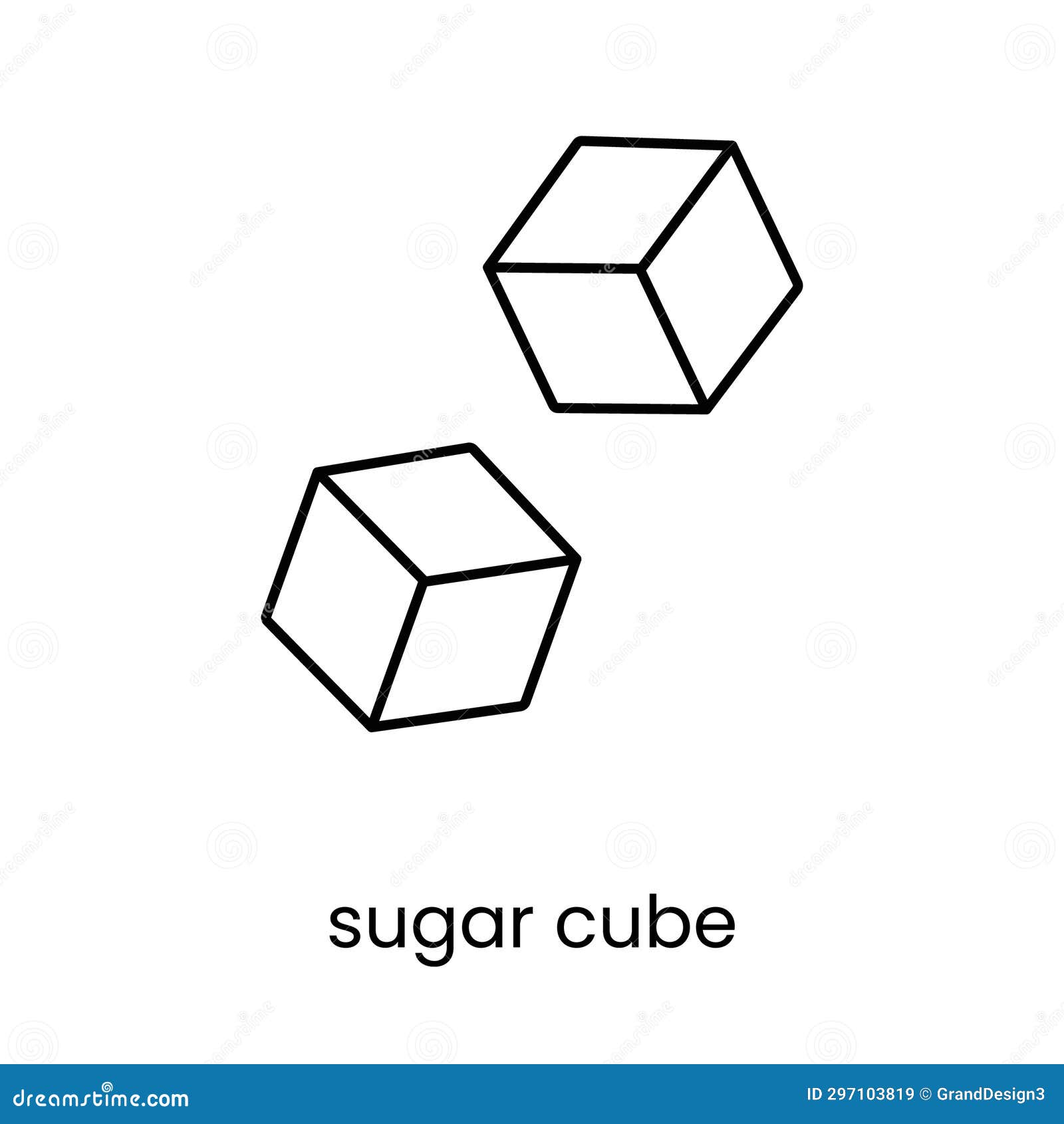 Sugar Cubes Line Icon Vector for Educational Materials about Diabetes ...