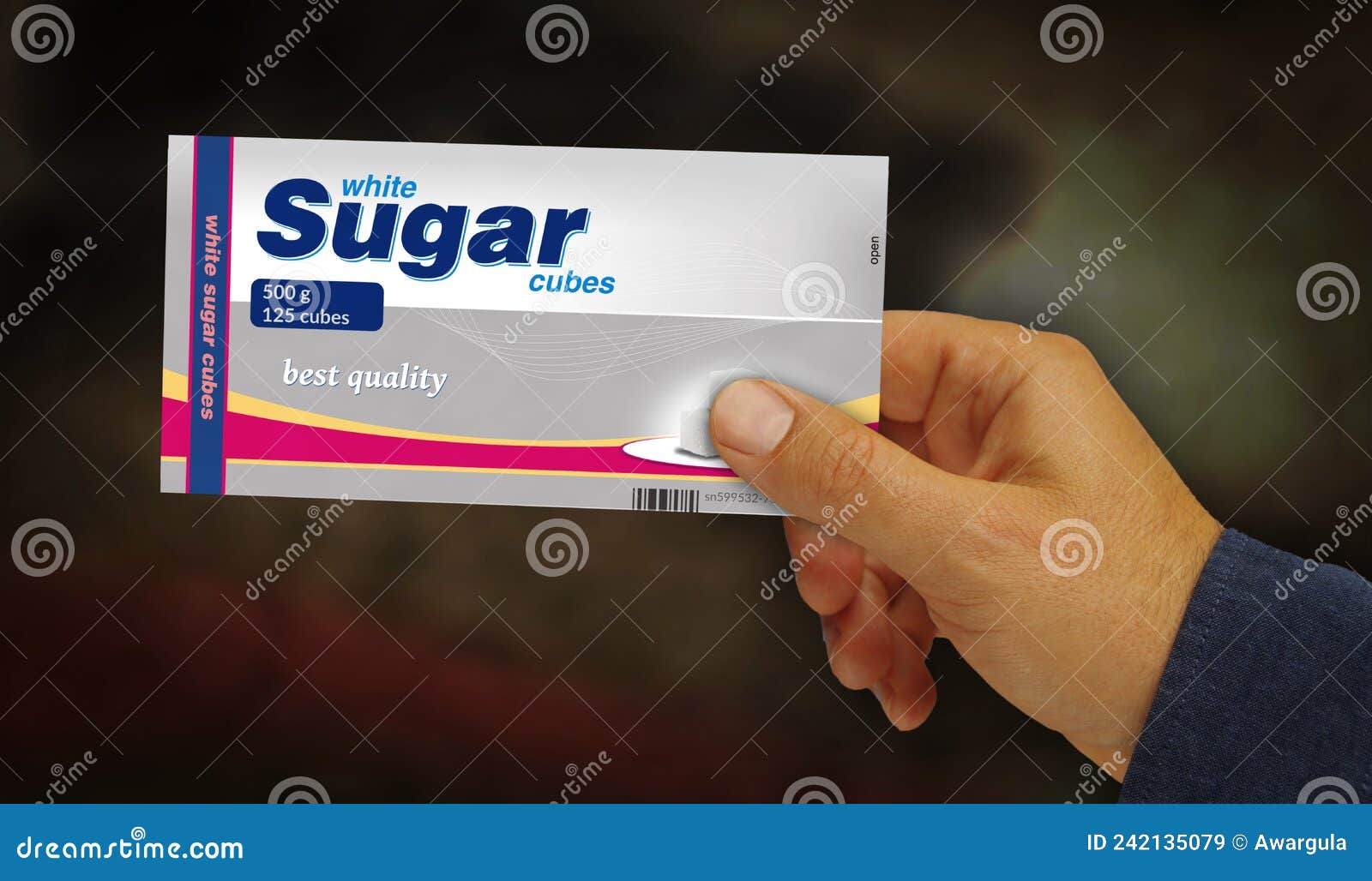 Sugar Cubes Pack Box in Hand 3d Illustration Stock Illustration ...