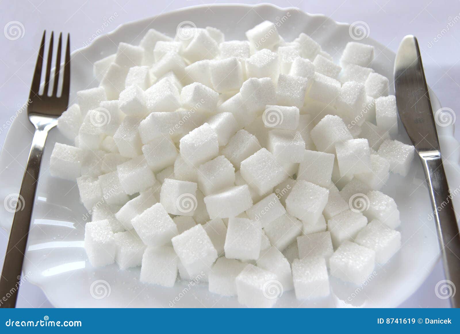 Sugar Cubes On Pastel Blue Background, Flat Layout, Top View Stock ...