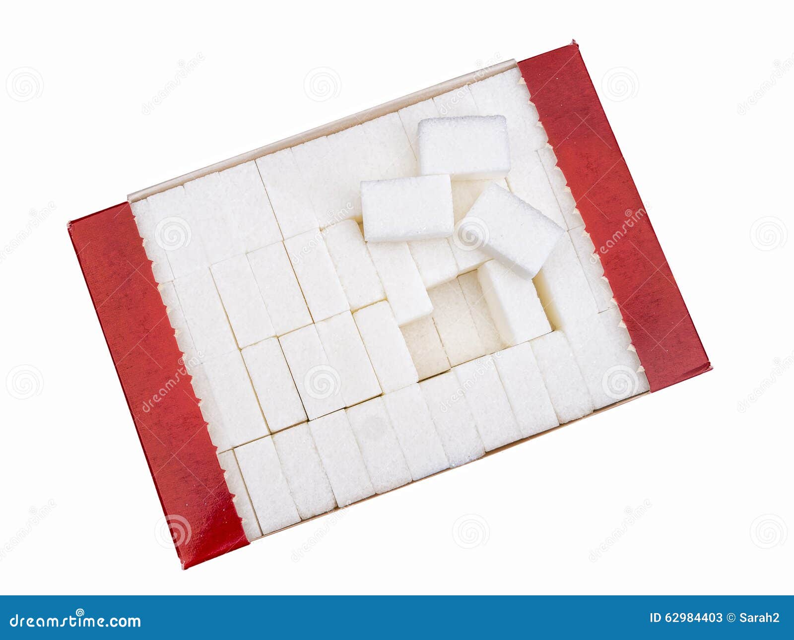 Sugar Cubes in Red Box Isolated on White Stock Image - Image of sugar ...
