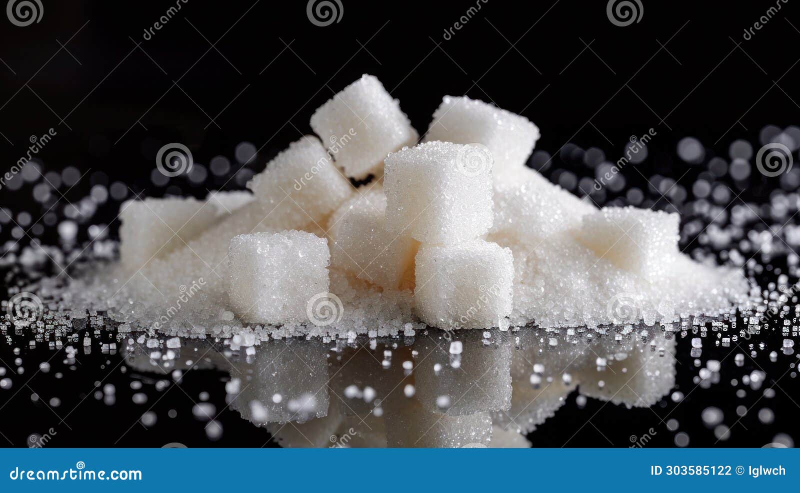 Sugar Cubes on Reflective Surface. Stock Illustration - Illustration of ...