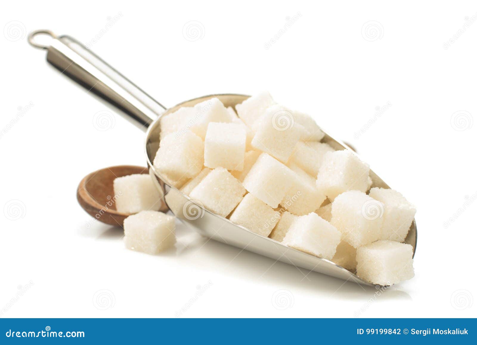 Sugar Cubes in Scoop on White Stock Photo - Image of steel, spoon: 99199842