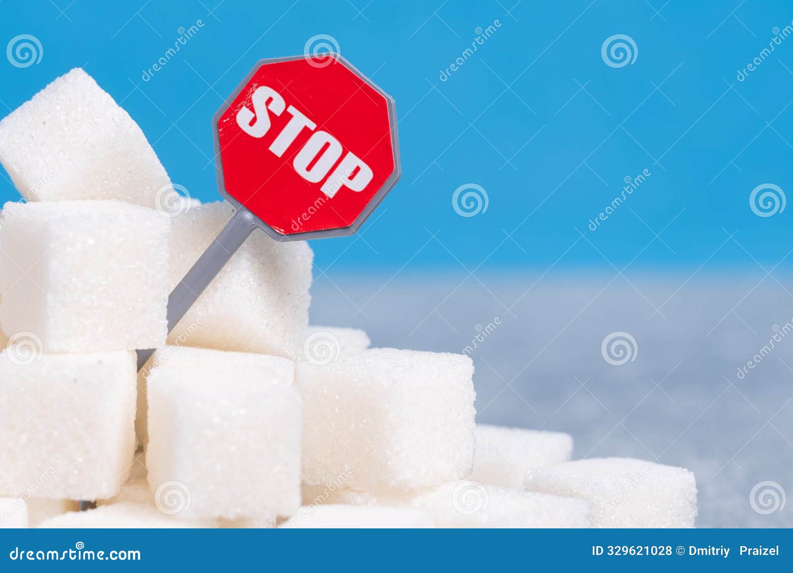 Sugar Cubes and Stop Sign, Conceptual Image of Sugar Addiction Stock ...