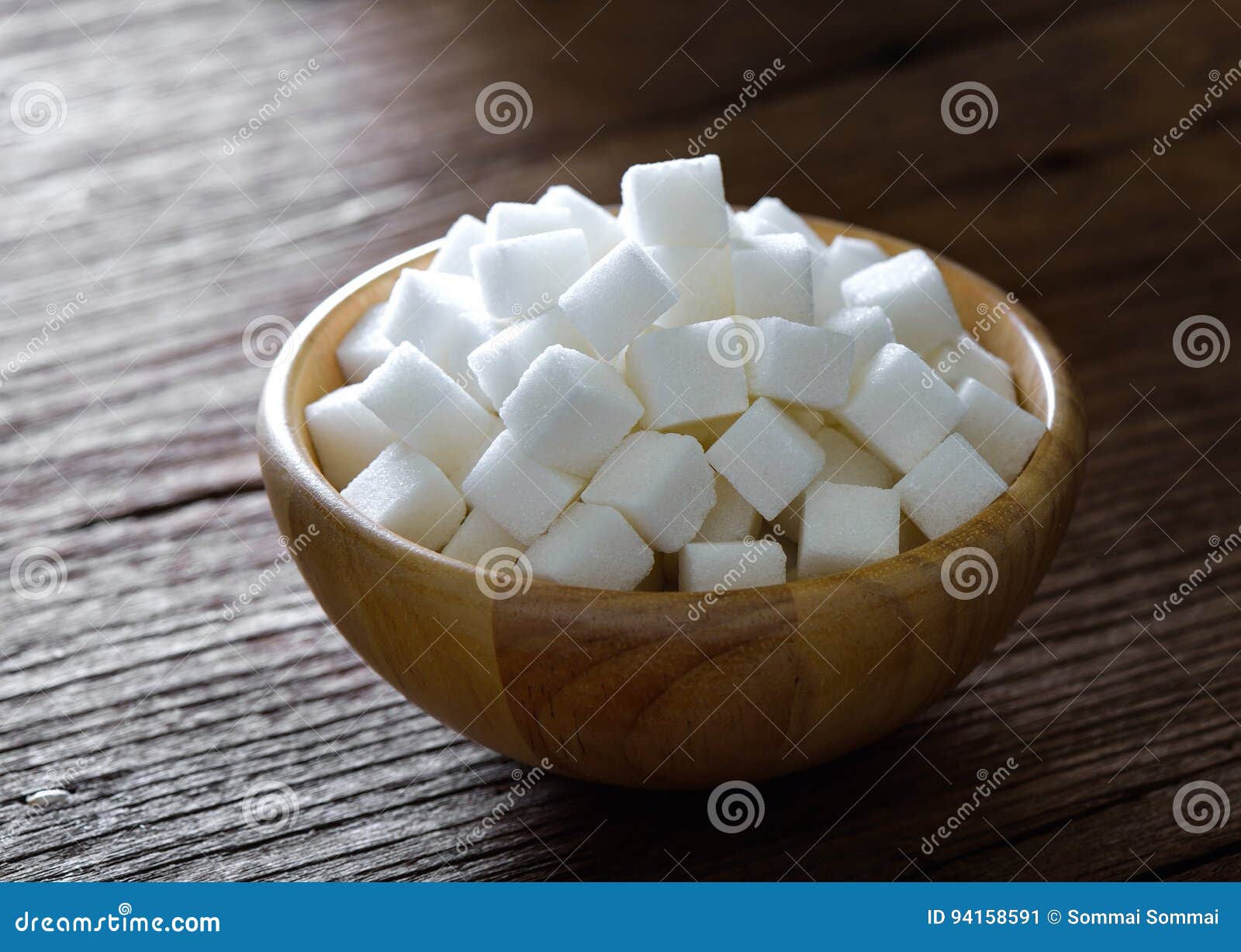 Sugar Cubes in Wood Bowl on Wood Stock Image - Image of food, natural ...