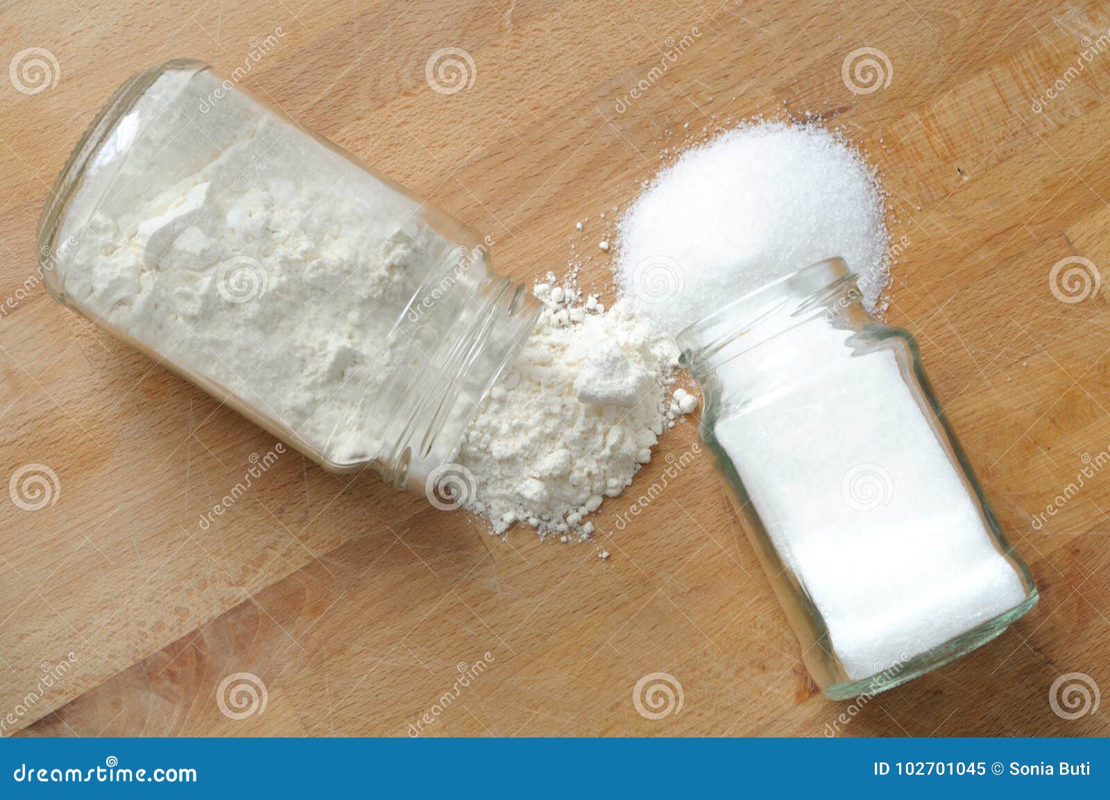 Sugar and Flour Spilled on the Kitchen Table Stock Image - Image of ...