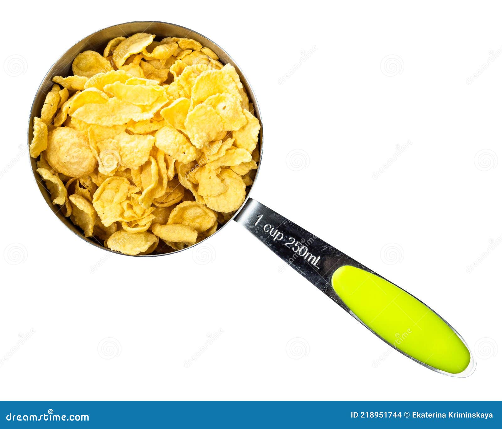Sugar-free Corn Flakes in Measuring Cup Cutout Stock Photo - Image of ...